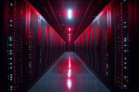 Premium Photo Center Server Racks With Computer Network Professional
