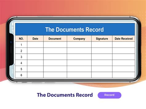 EXCEL Of The Documents Record Xls WPS Free Templates