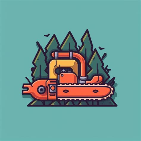 Premium Ai Image Flat Color Chainsaw Logo Vector