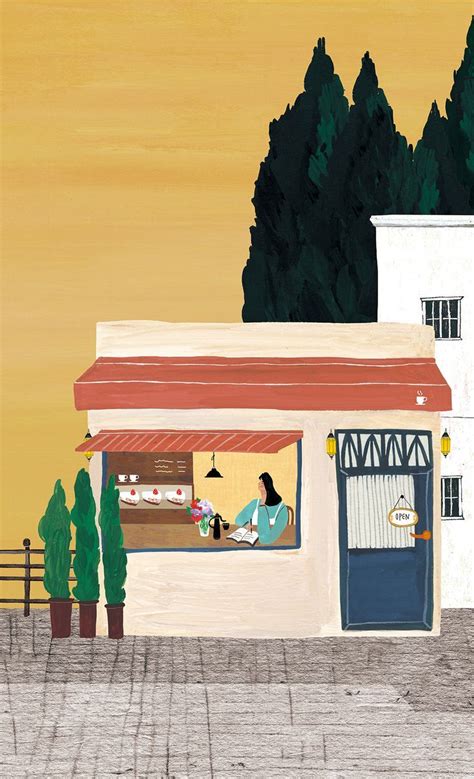 Reading At Cafe 일러스트레이션 커버 아트 캐릭터 일러스트