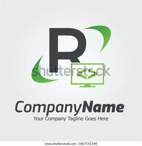 Programming Code Computer Monitor Logo Template Stock Vector Royalty