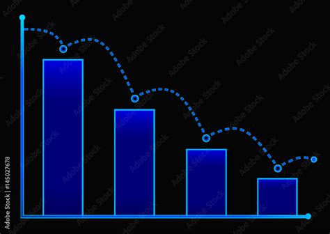 Decreasing Bar Graph With Blue Arrow Isometric Bar Graph With Two Axes And Columns Showing