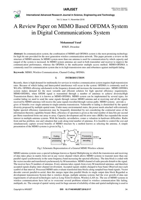 Pdf A Review Paper On Mimo Based Ofdma System In Digital Communications System