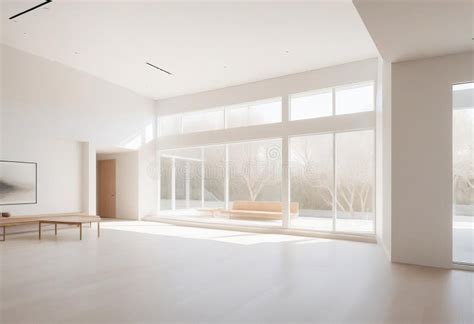 Digital Illustration Of A Spacious Minimal Architectural Space Stock