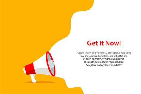지금 받으세요 메가폰이 있는 배너 지금 받으세요 말풍선 배너 소매 쇼핑 온라인 마케팅 템플릿 배너 포스터 및 배경에 대 한 벡터 그림 개념에 대한 스톡 벡터 아트 및 기타