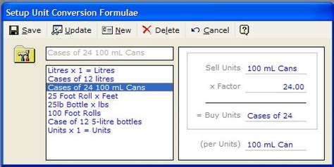 Unit Conversion Formulae