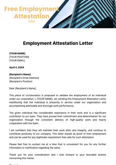 Attestation Template Word