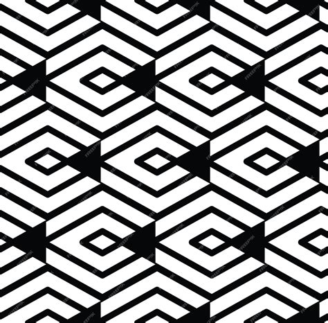 Premium Vector Monochrome Visual Abstract Textured Geometric Seamless Pattern Symmetric Black