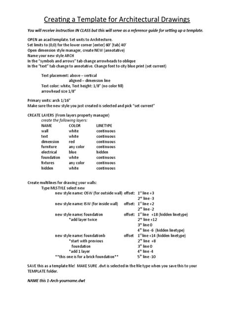 Setting Up An Architectural Drawing Template Instructions For Creating