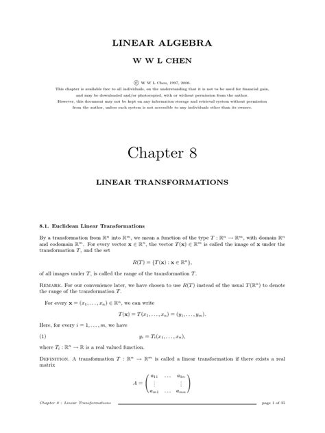 Chapter 08 Linear Transformations Pdf Eigenvalues And Eigenvectors Linear Map