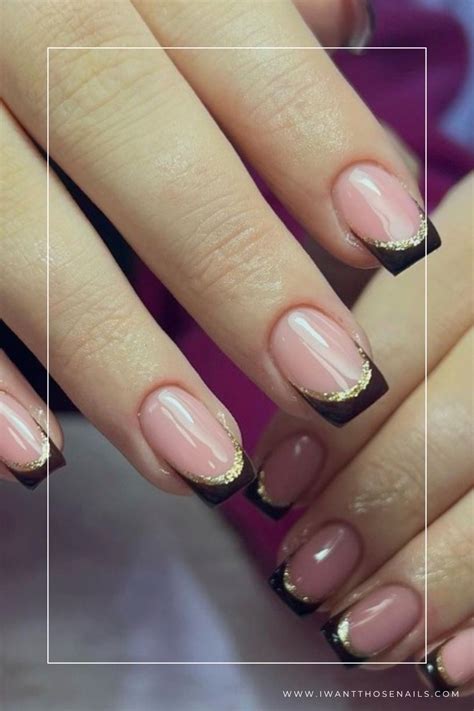 Glamorous Gold And Black French Tip Nail Designs To Try Black Gold