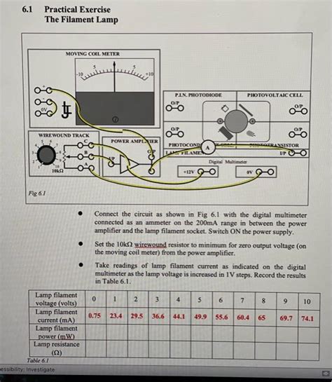 Solved Practical Exercise The Filament Lamp Connect The Chegg Com
