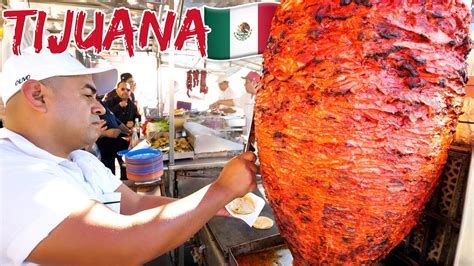 Mexican Street Food Giant Adobada Trompo Bone Marrow Tacos In Tijuana