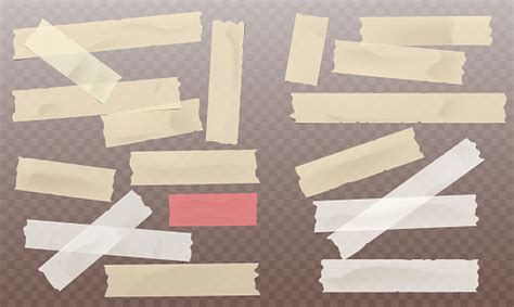 노란색과 흰색 다른 접착제 스티커 마스킹 덕트 테이프 종이 조각 갈색 제곱 배경에 텍스트 크기 0명에 대한 스톡 벡터 아트 및 기타 이미지 Istock