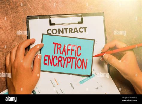 Inspiration Showing Sign Traffic Encryption Word Written On Method Of Securing The Transmission