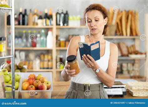 Adult Woman Scanning Qr Code Of Lentils Stock Image Image Of Products Search