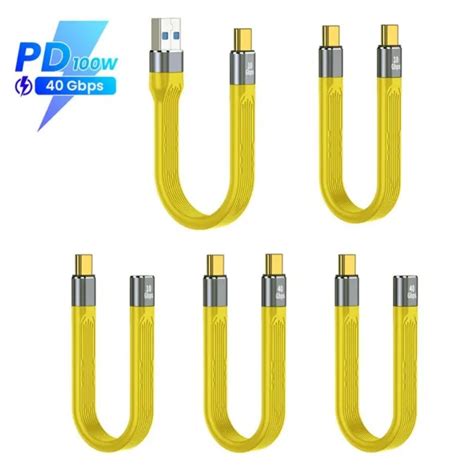 V A Gbps Pd W Fast Charging Cable Short Usb C Cable Type C Data Cord Eur Picclick Fr