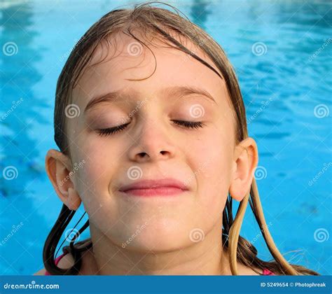 Girl S Wet Face Stock Photo Image Of Blue Happiness