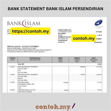 Contoh Bank Statement Bank Islam Dan Cara Download Online