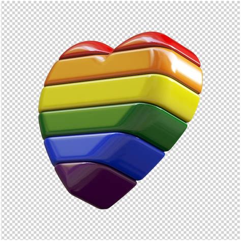 Premium PSD Heart In Lgbt Flag Colors