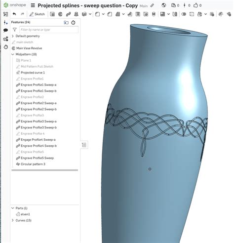 projected curves with complex intersections how to achieve a sweep