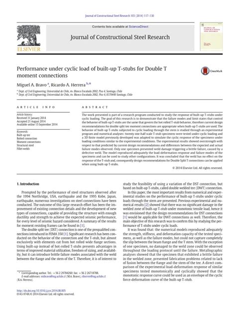 Performance Under Cyclic Load Of Built Up T Stubs For Double T Moment