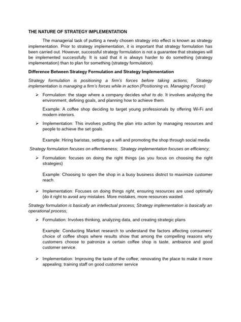 Strategy Implementation Vs Formulation Guide Pdf Strategic