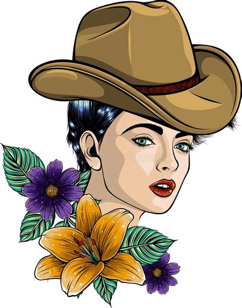 Vector Illustration Of Pretty Country Girl Cowgirl Stock Vector