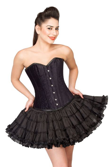 Black Velvet Gothic Overbust Waist Training Corset Dress Top Corsetsnmore