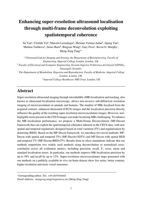 pdf enhancing super resolution ultrasound localisation through multi