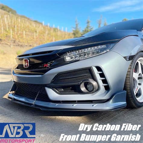 Honda Civic Fk8 Type R Dry Carbon Fiber Front Bumper Garnish Replaceme