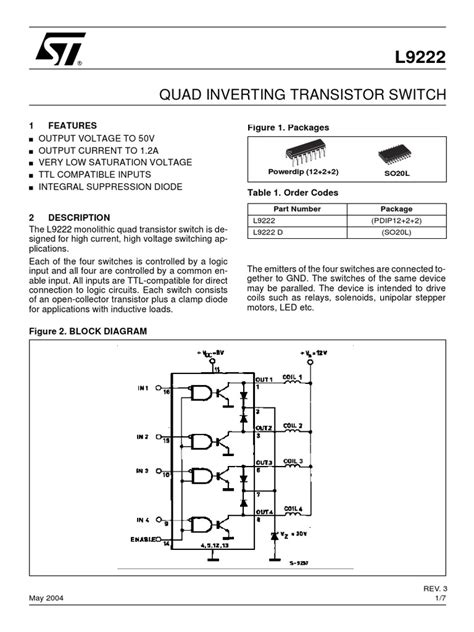 Quad Inverting Transistor Switch 1 Features Figure 1 Packages Pdf Electronic Circuits