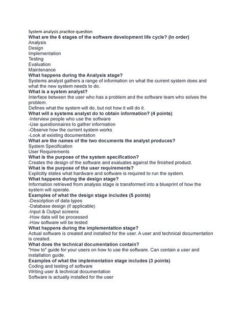 System Analysis Practice Question What Is A System Analyst Interface Between The User Who Has