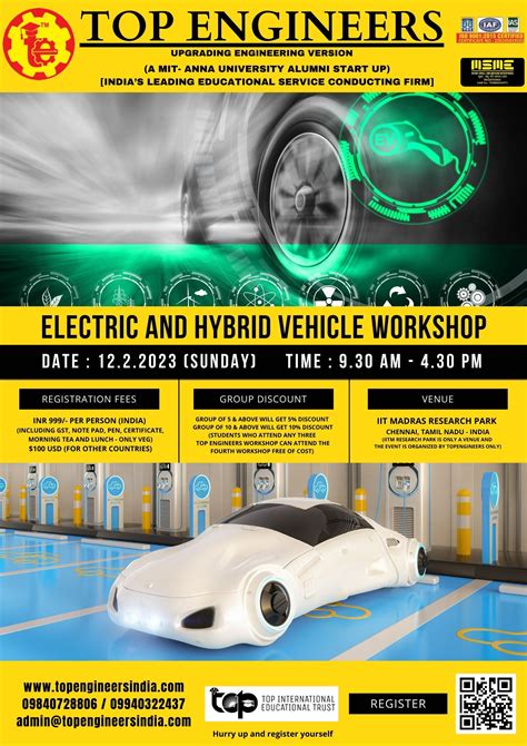 Electric And Hybrid Vehicle Workshop 2023 Top Engineers Workshop Chennai