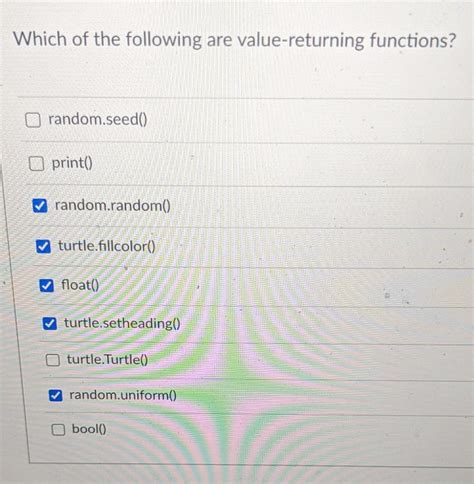 solved which of the following are value returning functions