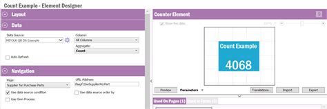 navigate from lobby element counter to open quick report and populate