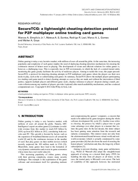Pdf Securetcg A Lightweight Cheating Detection Protocol For P2p Multiplayer Online Trading