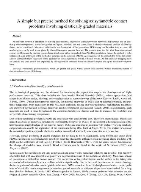 Pdf A Simple But Precise Method For Solving Axisymmetric Contact