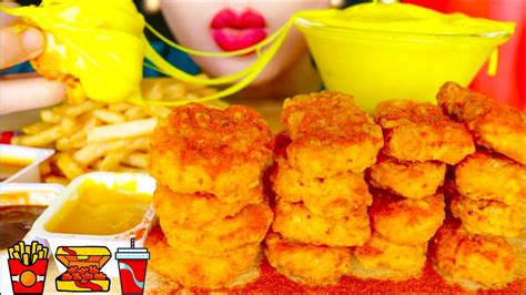 Asmr Mcdonalds Spicy Chicken Nuggets Cheese Sauce Fries With Various