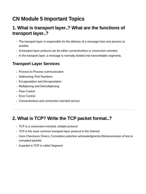 Cn Module 5 Important Topics Pdf Transmission Control Protocol World Wide Web