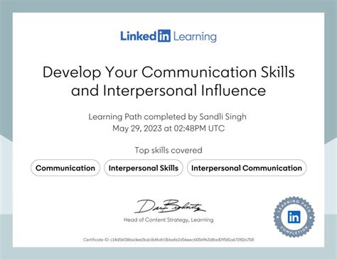 sandli singh on linkedin certificate of completion
