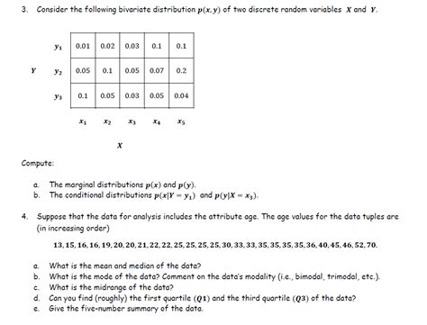 Solved Consider The Following Bivariate Distribution Chegg