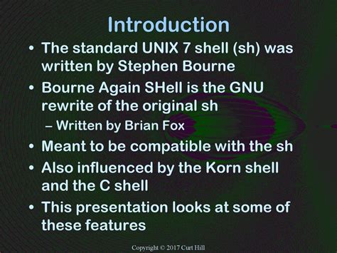 shell commands using bash copyright © 2017 curt hill ppt download
