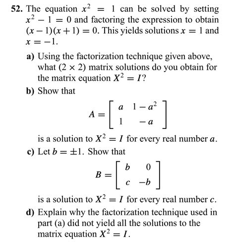 Solved 52 The Equation X21 Can Be Solved By Setting X2−10
