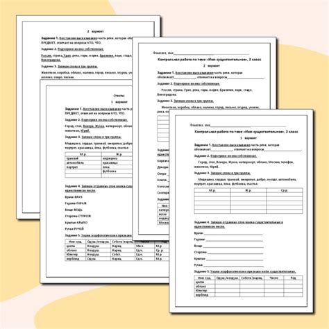 Контрольная работа по русскому языку Имя существительное 3 класс