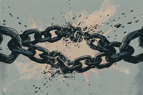 Abstract Art Of A Breaking Chain Suitable For Concepts Of Freedom And Strength Stylized