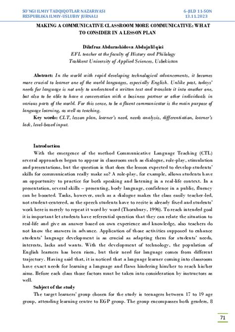 Pdf Making A Communicative Classroom More Communicative What To Consider In A Lesson Plan