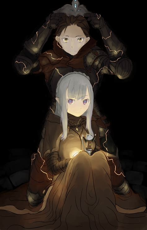 Emilia Natsuki Subaru And Puck Re Zero Kara Hajimeru Isekai Seikatsu And More Drawn By