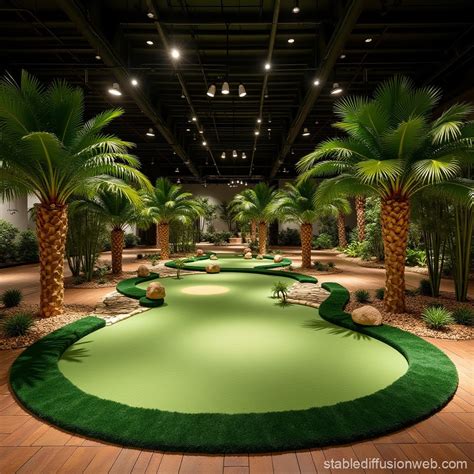 Indoor Mini Golf With Tropical Twist Stable Diffusion Online