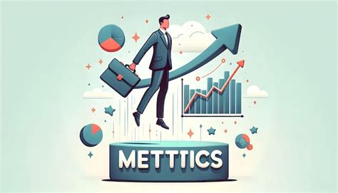 Flat Floating Graph And Briefcase With The Word Metrics Concept As A